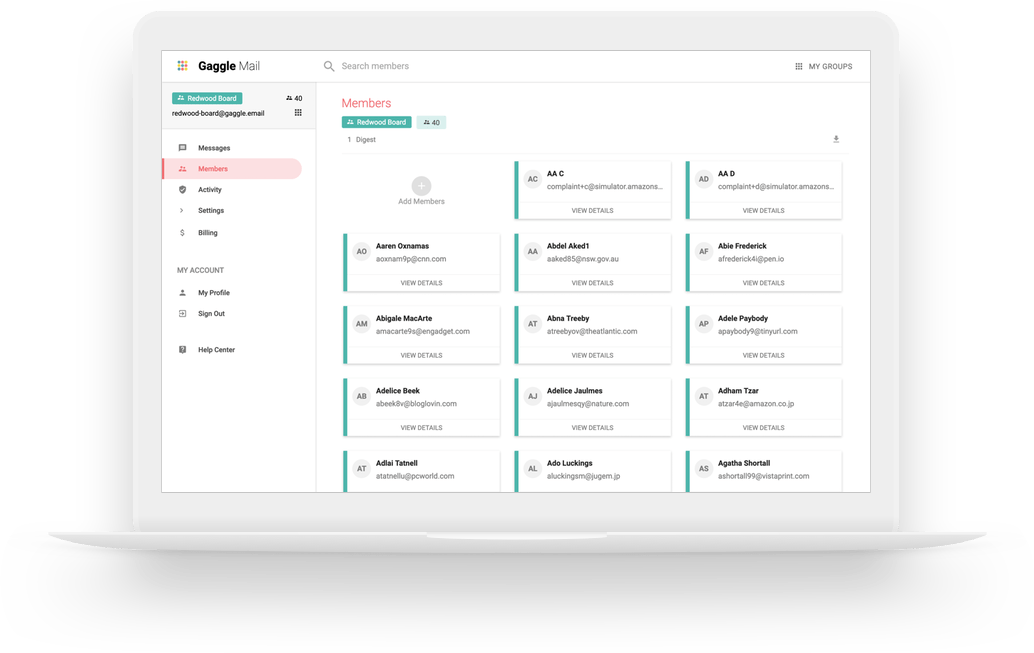 Gaggle Mail | Simple Group Email Service